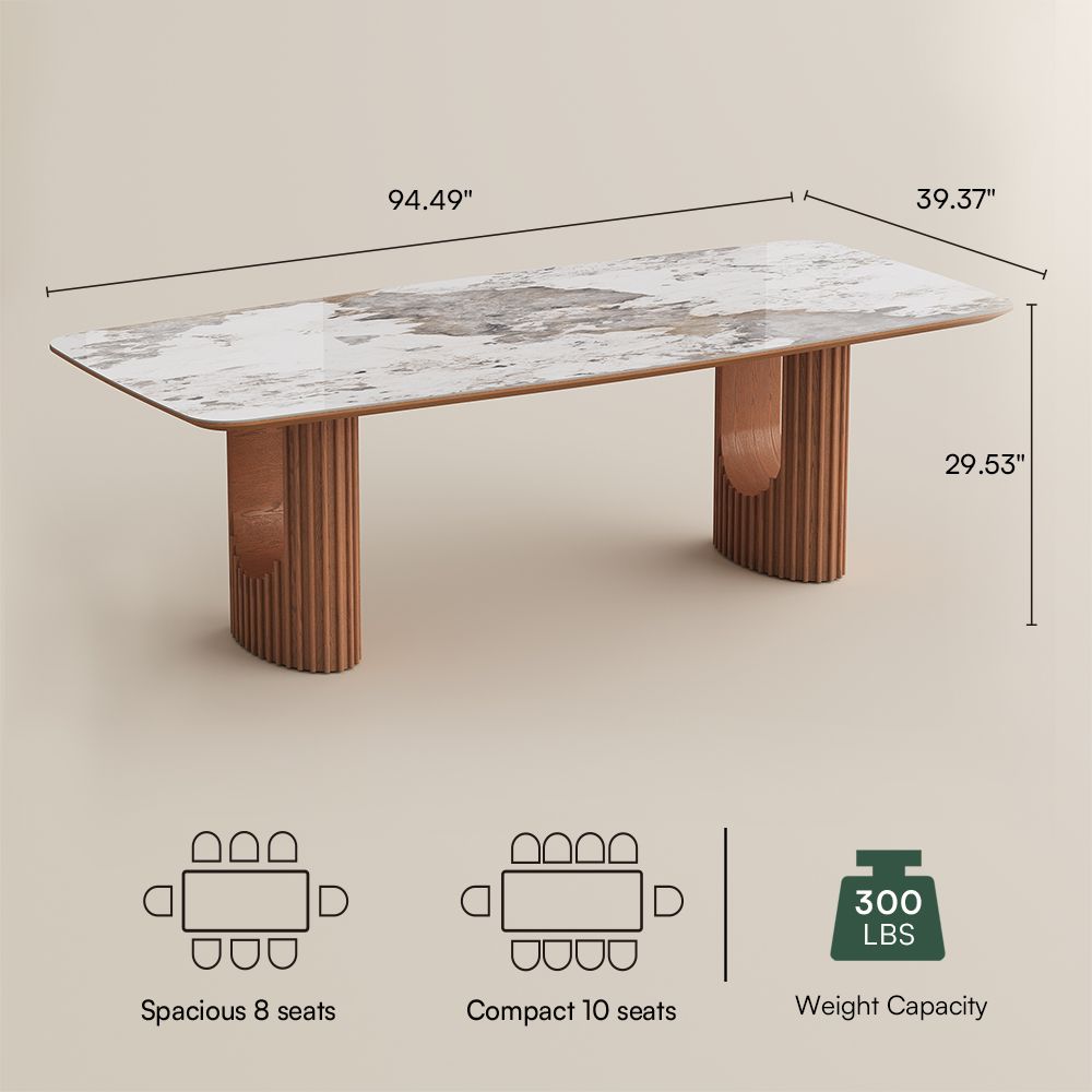 Mid-Century Modern Rectangular Dining Table Scratch-Resistant Glossy ...