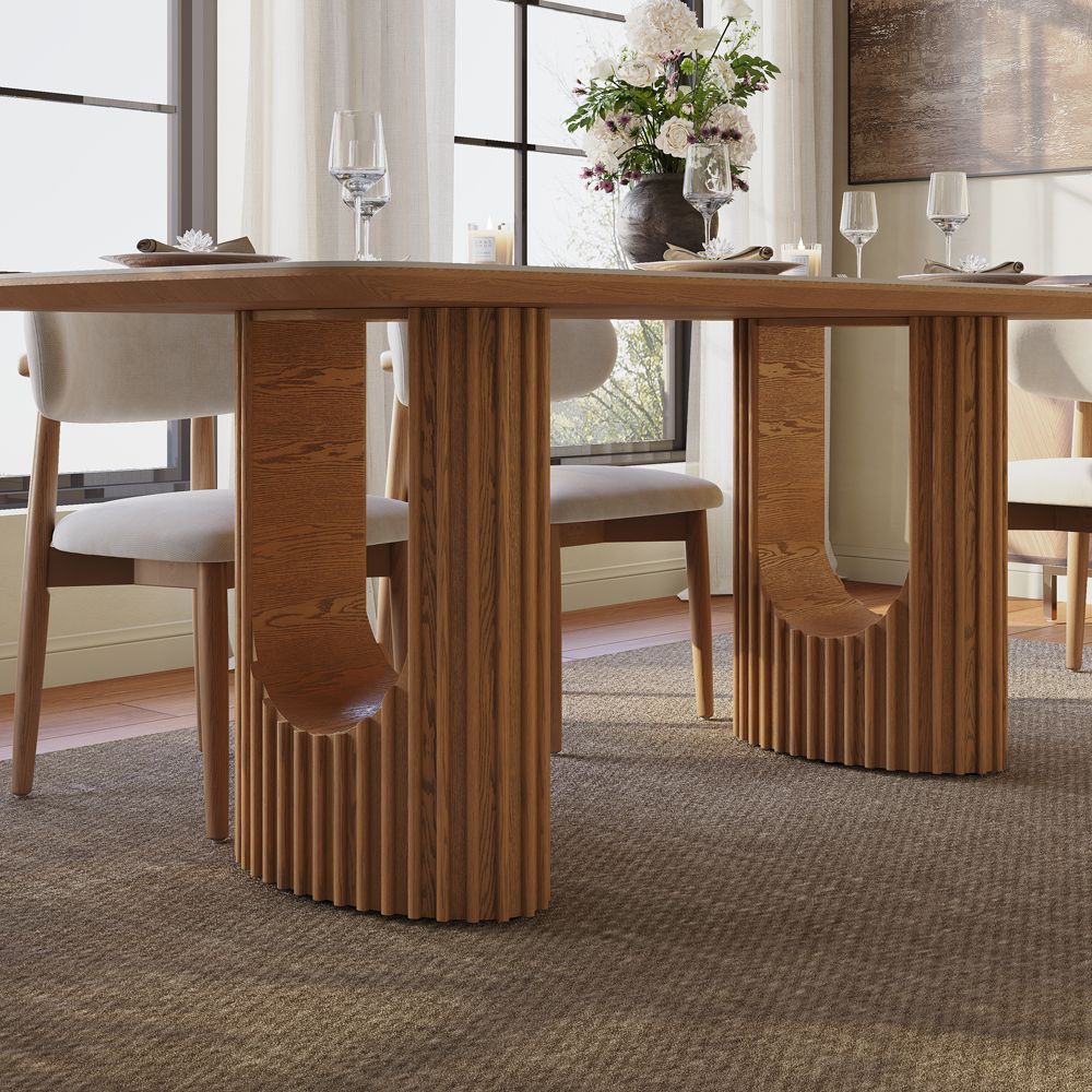 Mid-Century Modern Rectangular Dining Table Scratch-Resistant Glossy ...