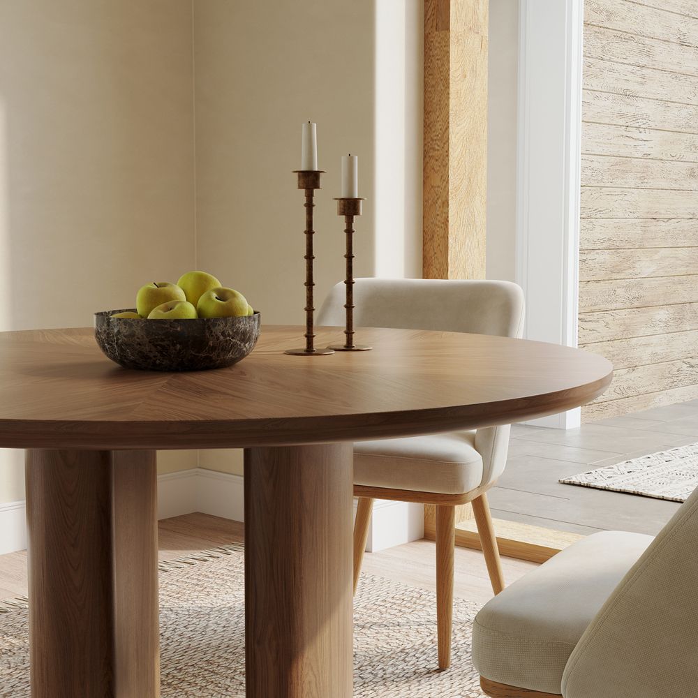 Modern Organic Round Wood Dining Table Set For 4 | Povison