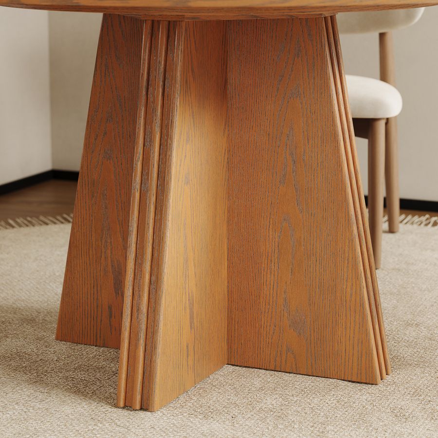 Modern Organic Round Wood Dining Table Set For 4/6 | Povison