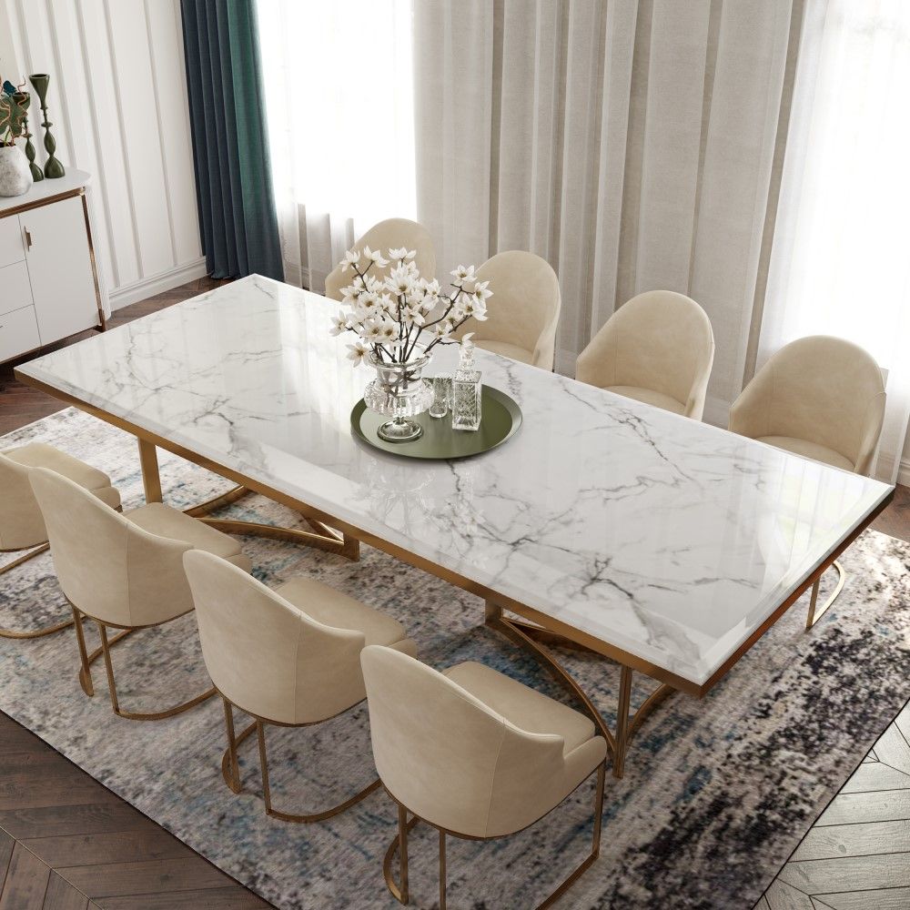 Bura Triangular-framed Marble Dining Table | Povison