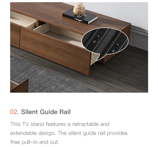 Long Walnut TV Stand Cabinet with Drawers