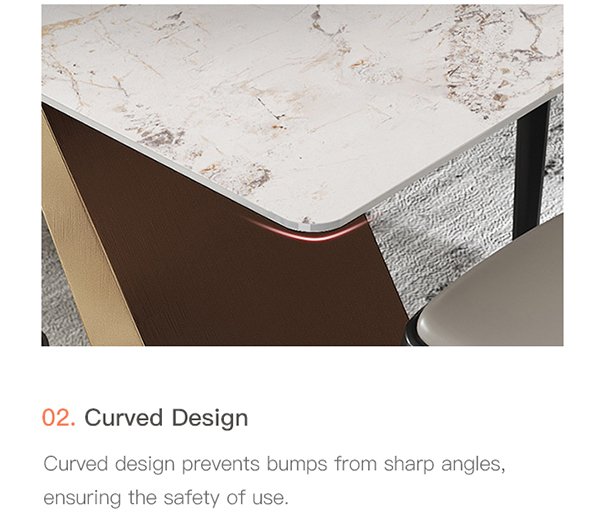 Modern Stone Dining Table with Gold Symmetrical Legs