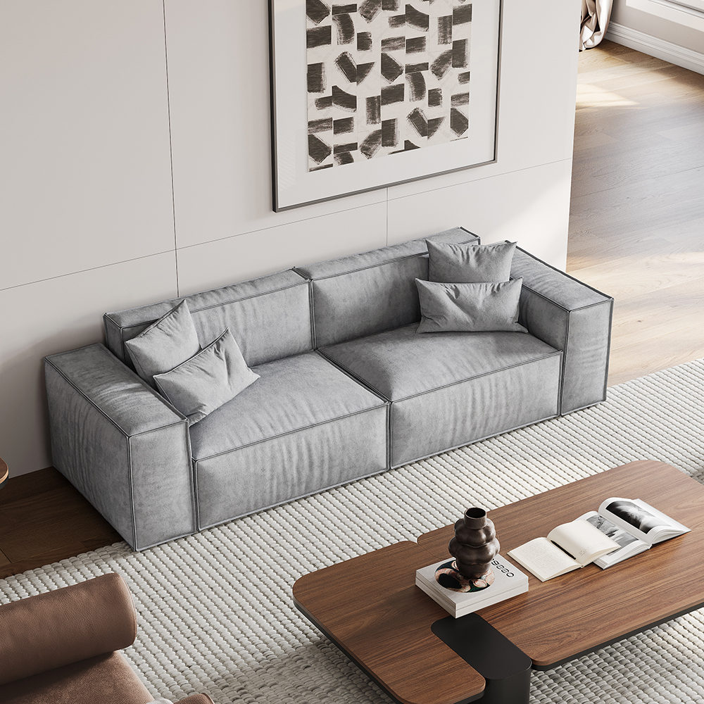 Square Armed Boxy Sofa with Pine Wood Frame