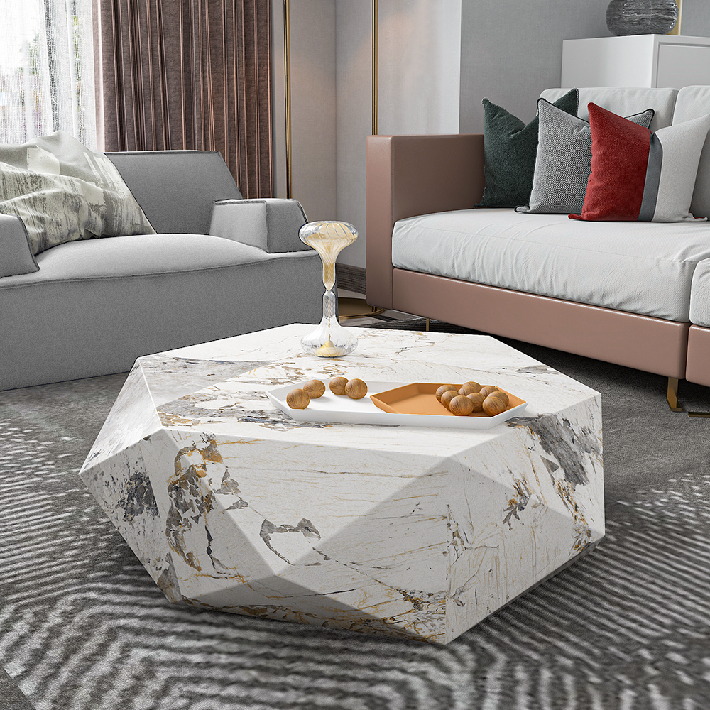 Modern Diamond Shape Marble Coffee Table