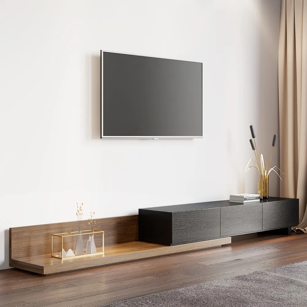 Stylish & Functional Extendable TV Media Console | Rectangle Wood Stand