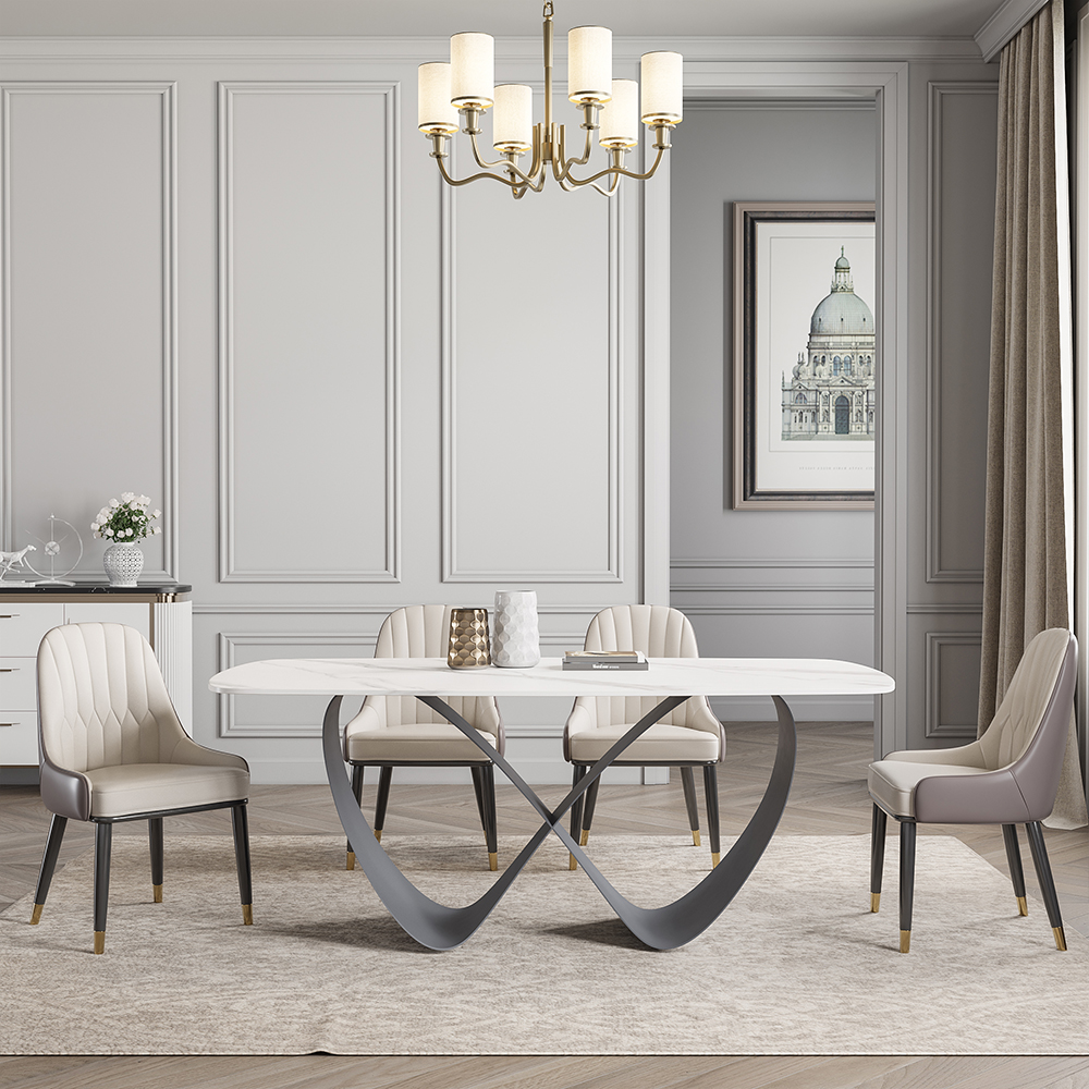 White Dining Table with Butterfly Shape Base | Povison