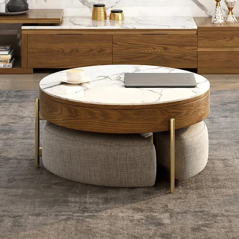 Round Lifting Coffee Table with Storage
