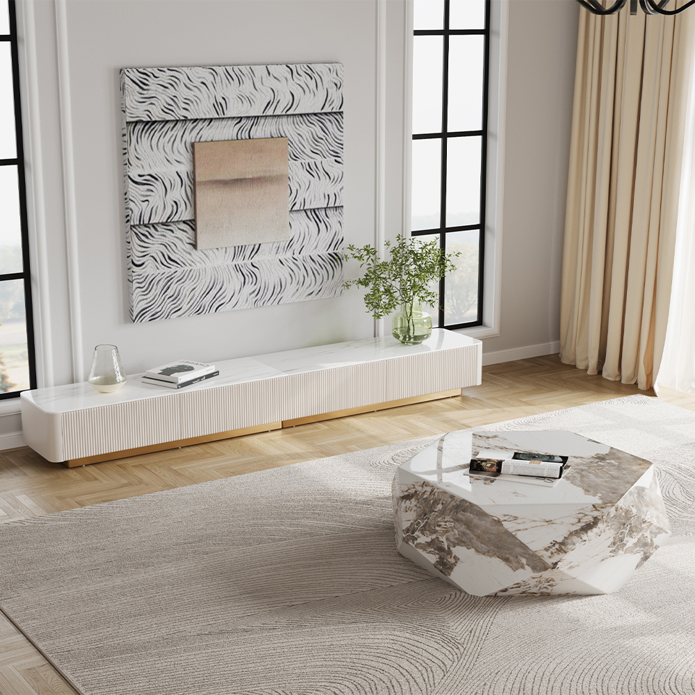 Modern Minimalist Beige TV Stand | Povison