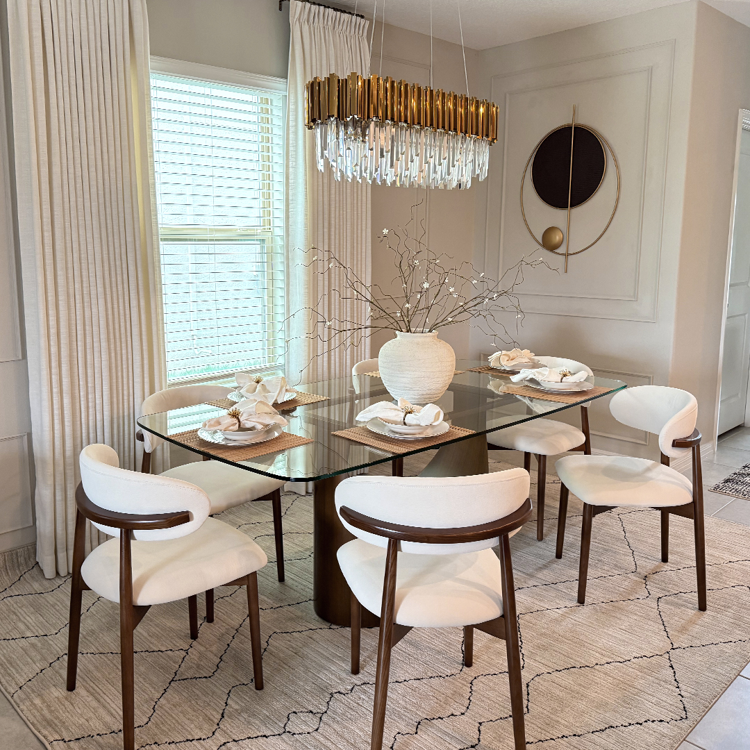 Modern Glass Dining Table Set for 6/8 | Povison