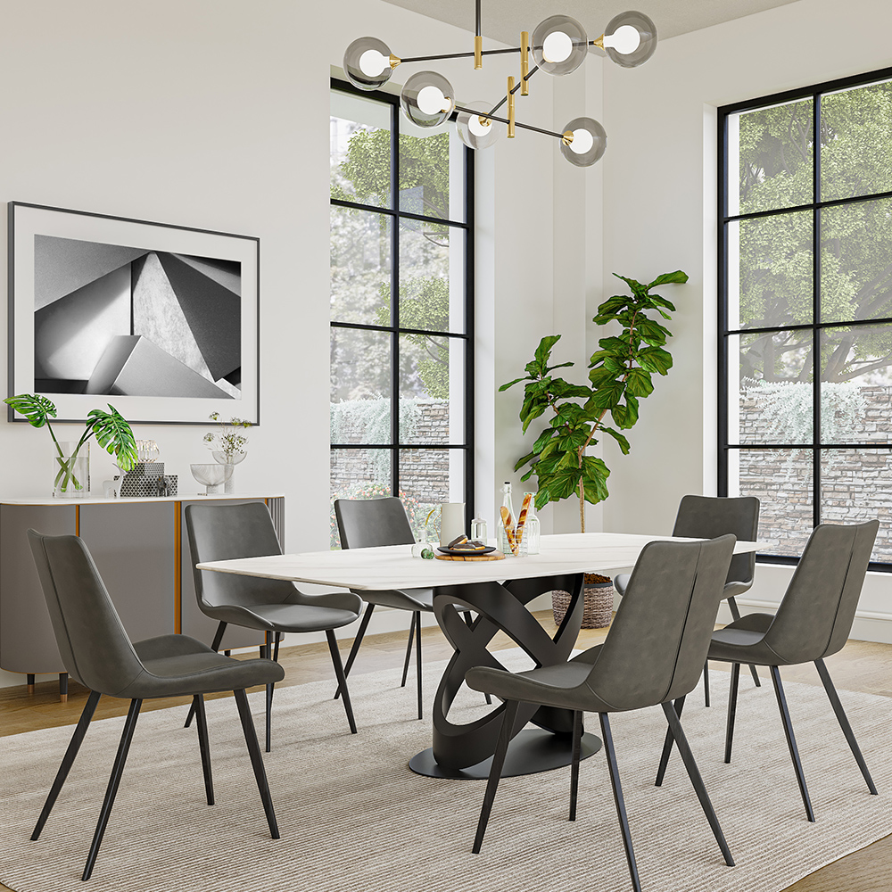 Modern White Kitchen Table Set with Chairs