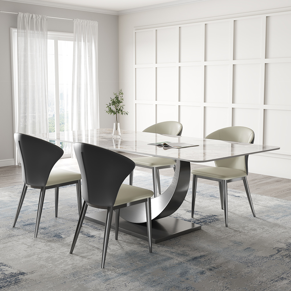 Modern Minimalist White Dining Table Set | Povison