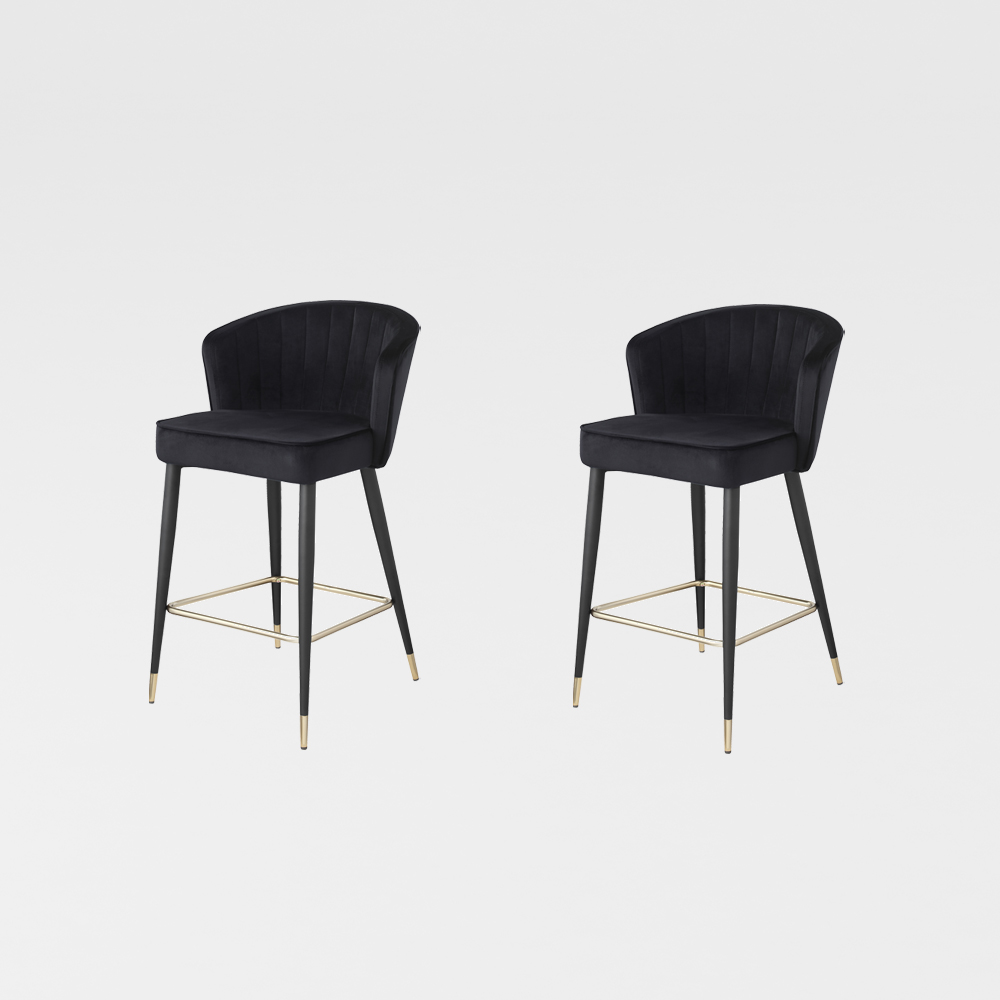 27'' Modern Upholstered Velvet Counter Stools Set of 2
