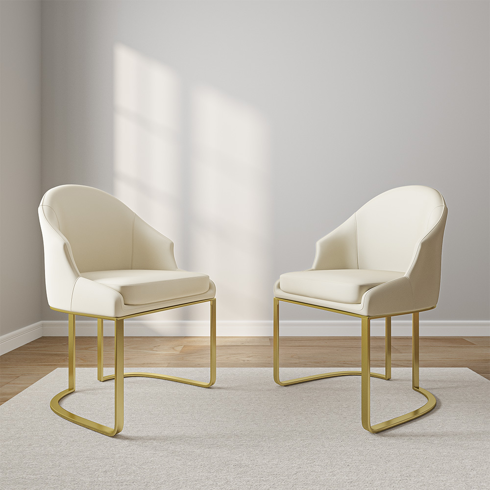 Luxury Beige Dining Chair with Gold Legs