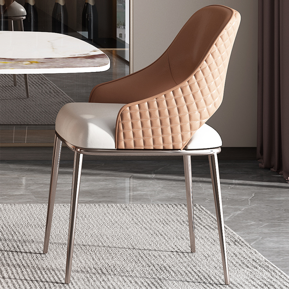 Leather Dining Chair with Cutout Backrest