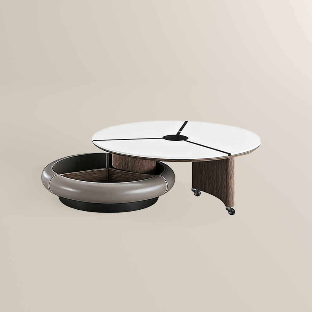 35"Round Modern Rotating Coffee Table | Povison