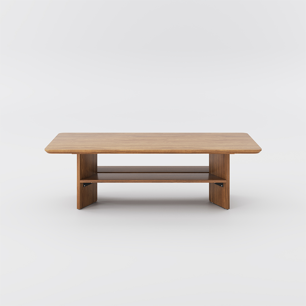 Mid-Century Modern Ratten Walnut Color Coffee Table with Storage | Povison