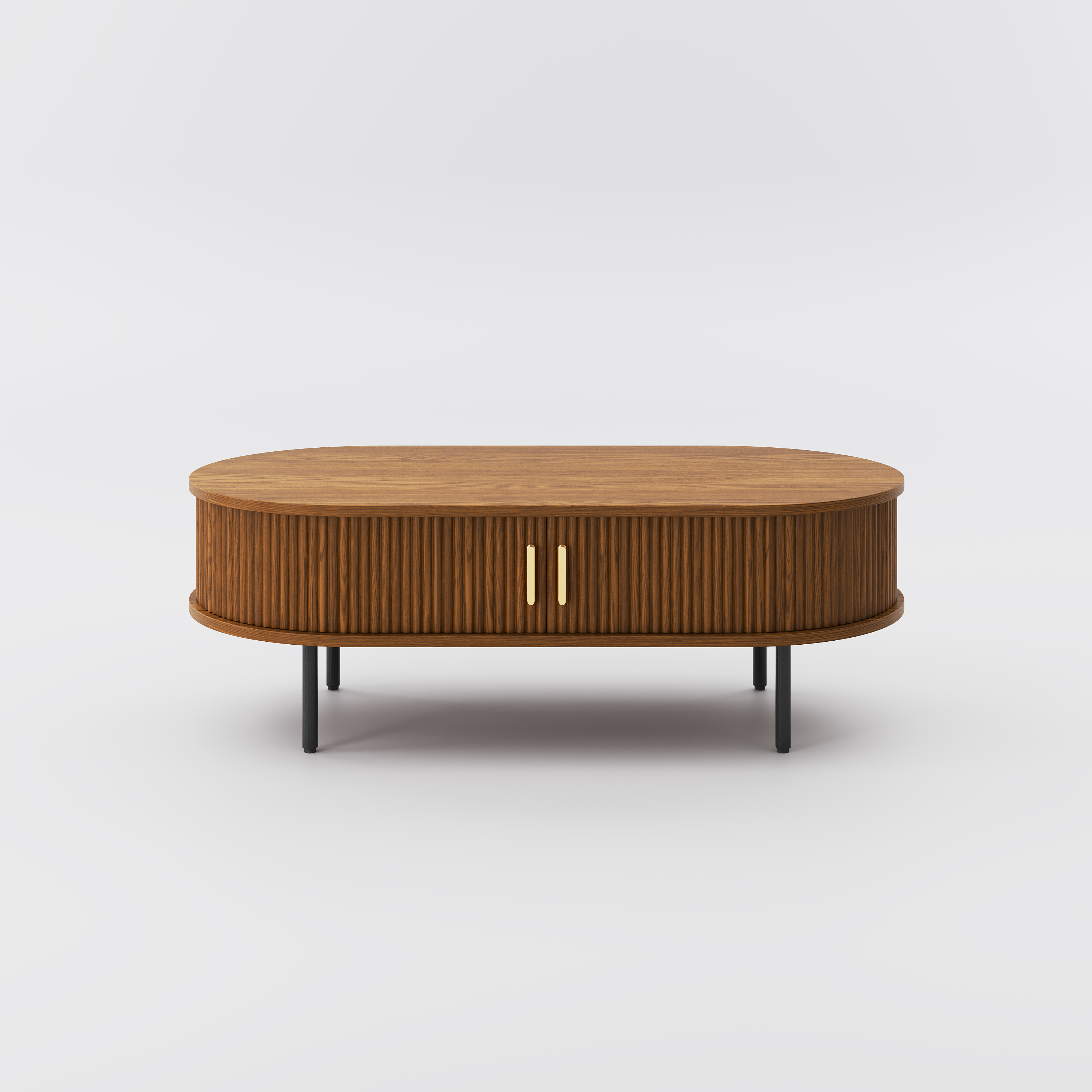 Mid Century Modern Walnut Roll-Top Coffee Table | Povison