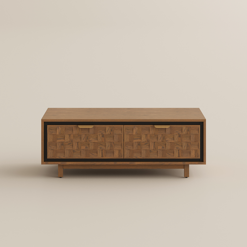 Vintage Waffle Coffee Table with Storage | Povison