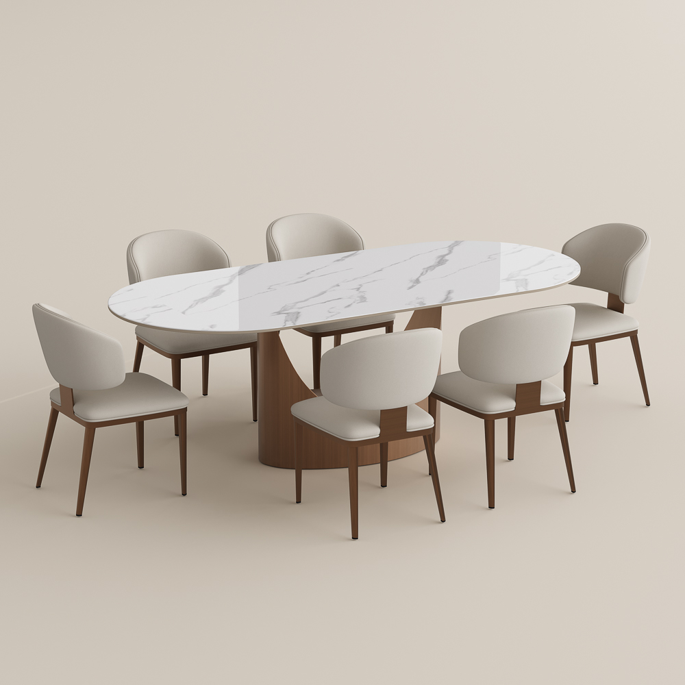 Modern Oval Dining Table Sets for 4/6/8 | Povison