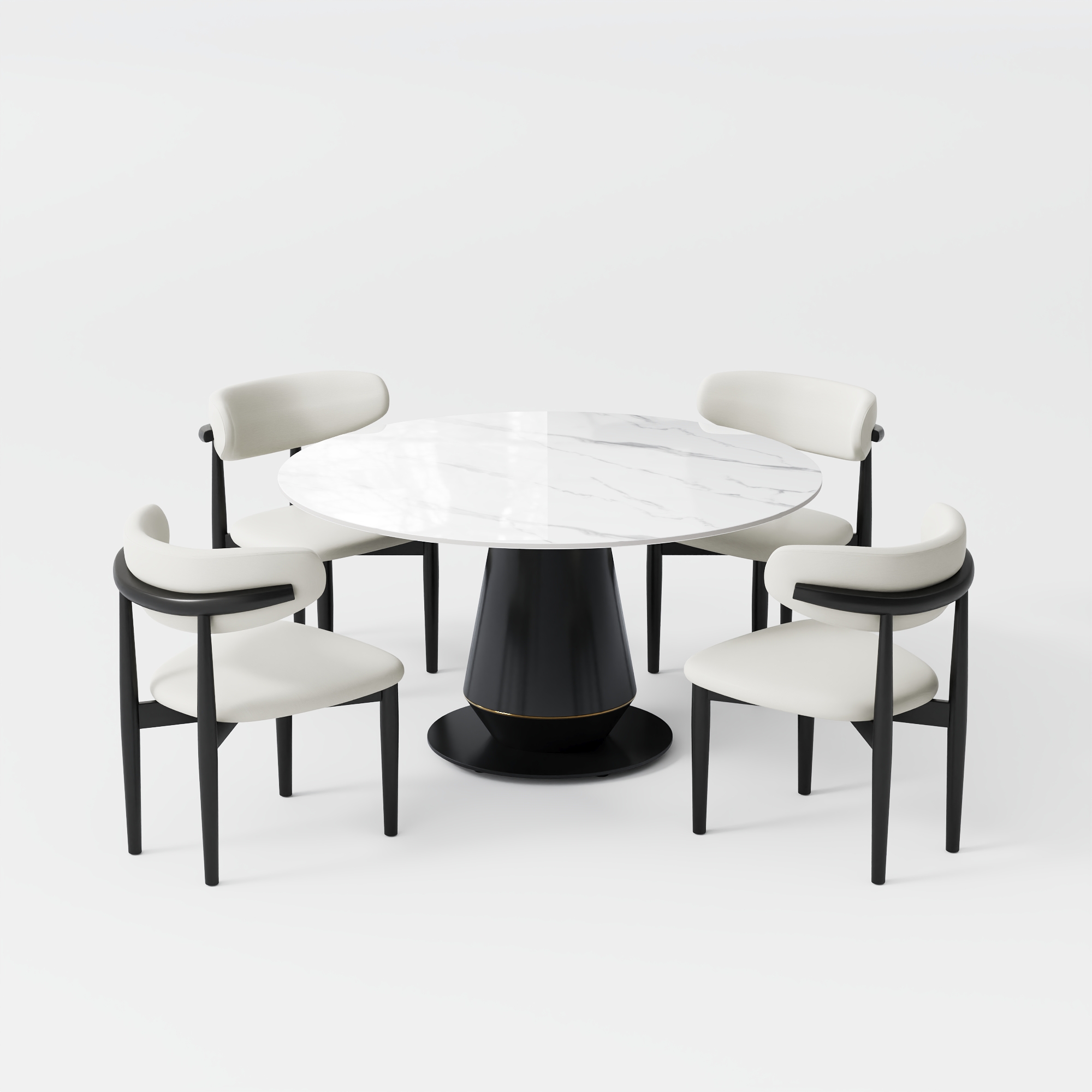 Modern Round Dining Table Set for 4-6