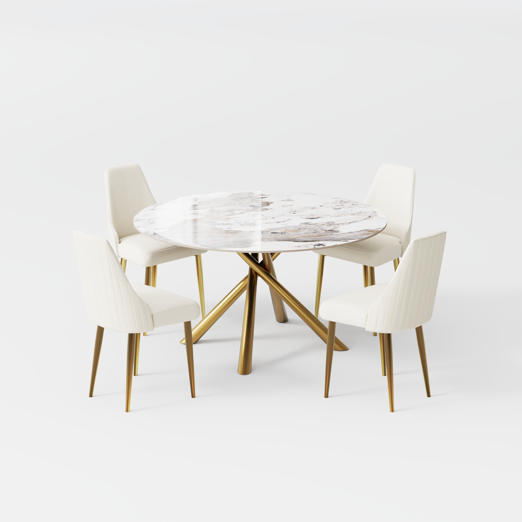 47" Modern Luxury Round Dining Table Set for 4 | Povison