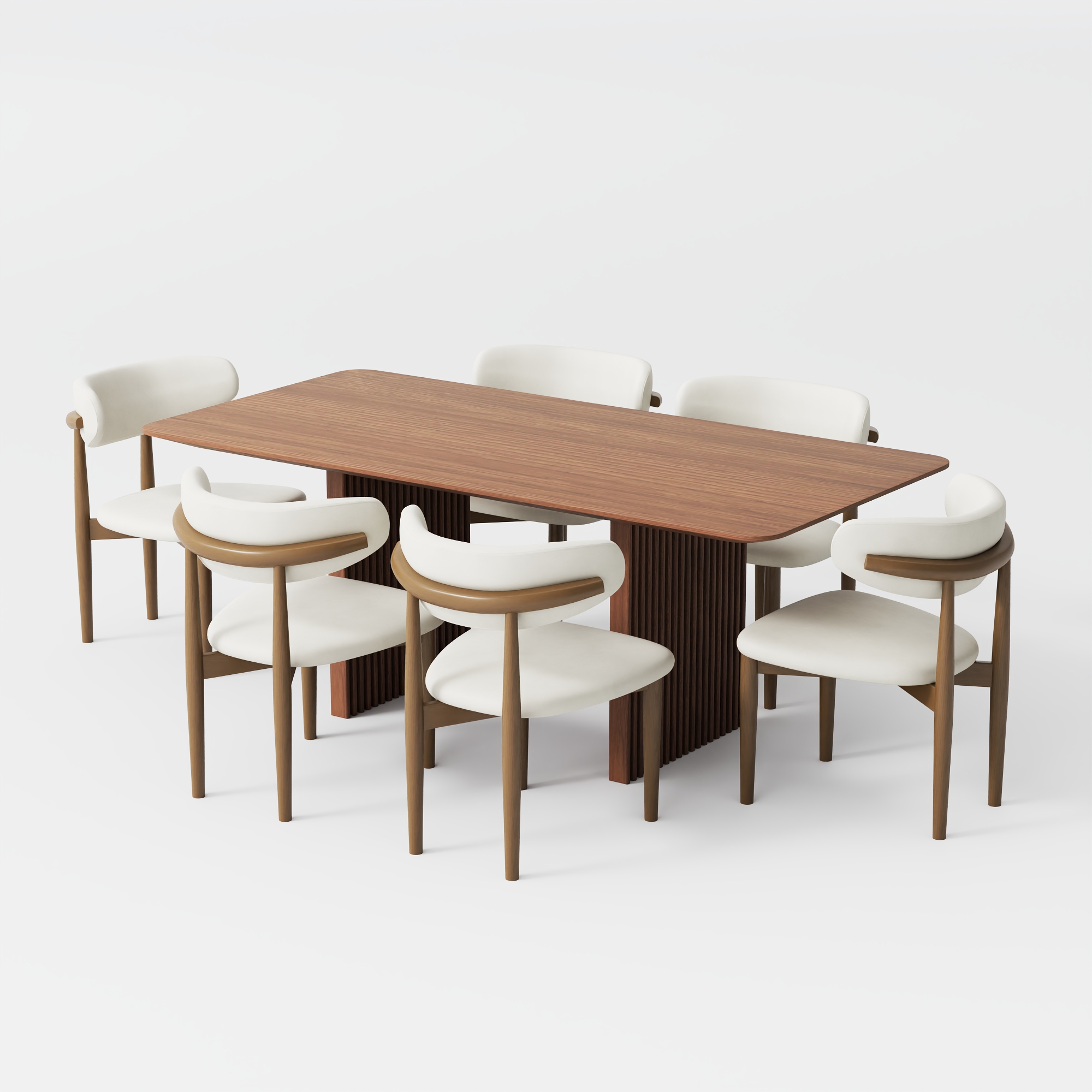 7-Piece Mid-Century Modern Dining Table Set for 6 | Povison