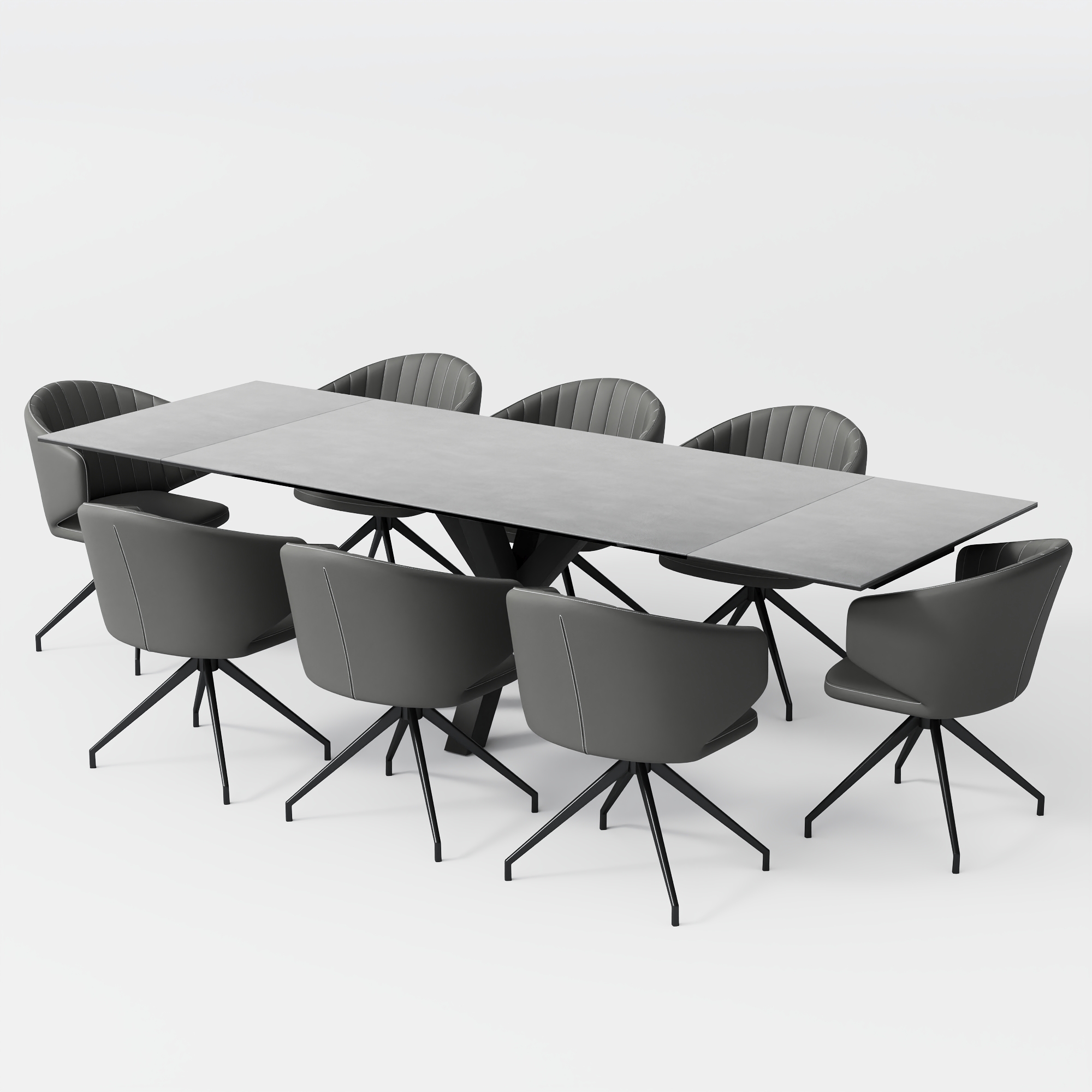 Modern Long Extendable Dining Table Set for 6-8，71"-102" Matte Gray ...