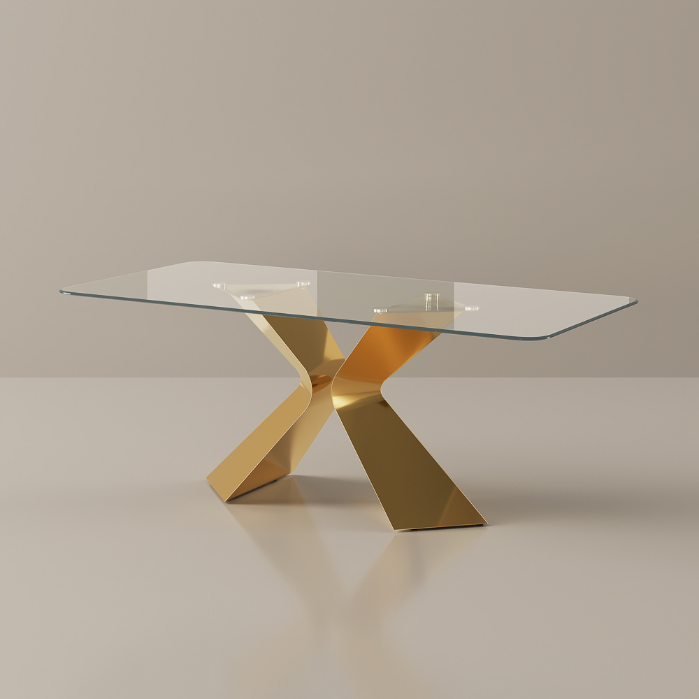 Modern Clear Glass Dining Table for 6 | Povison