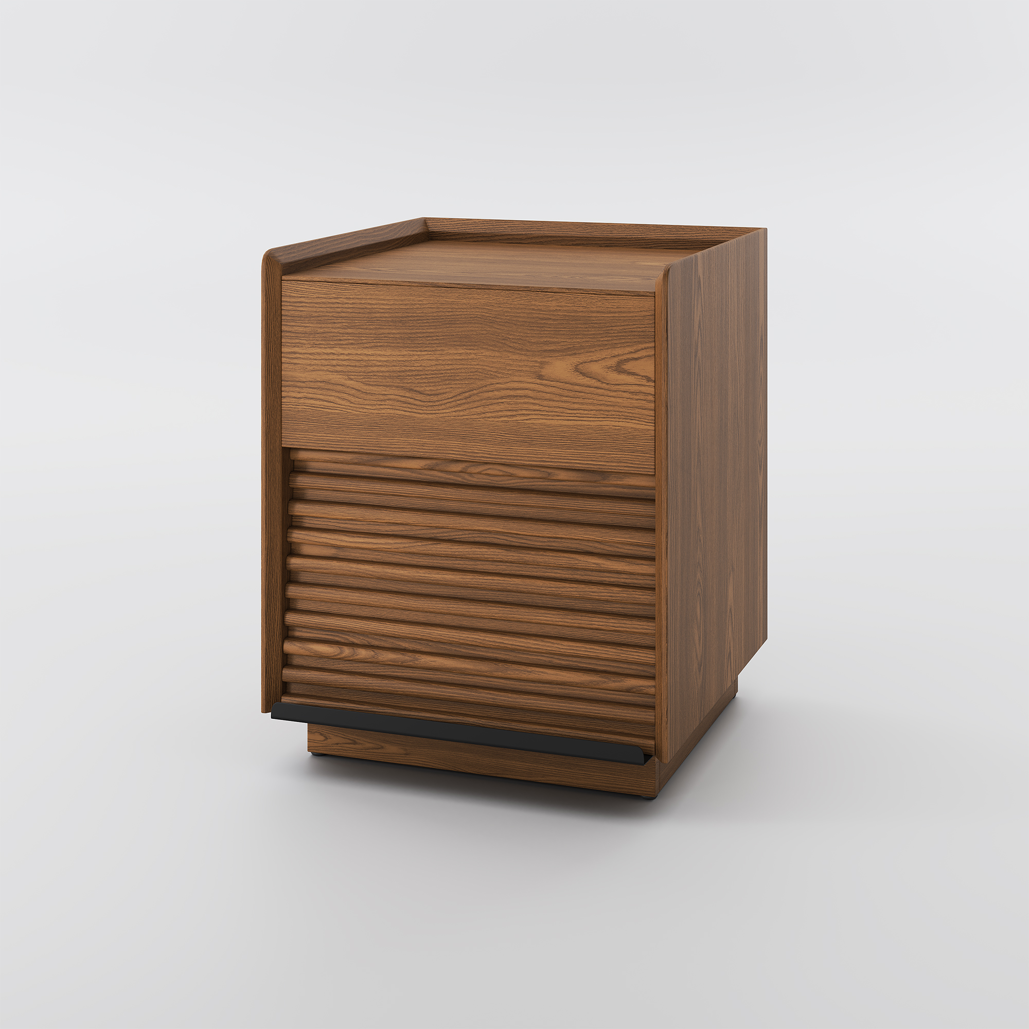 Mid-Century Modern 2-Drawer Walnut Side Table with Light | Povison