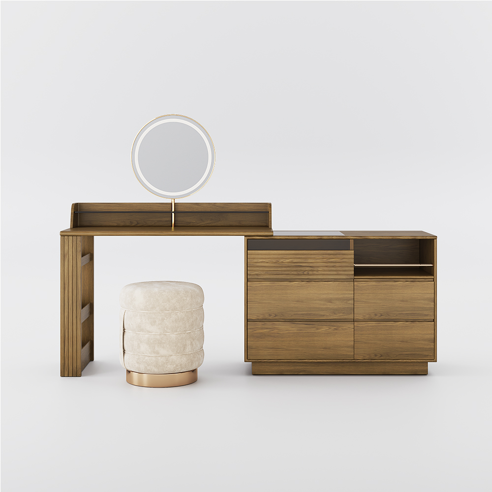 Long Vanity Table with Side Cabinet | Povison