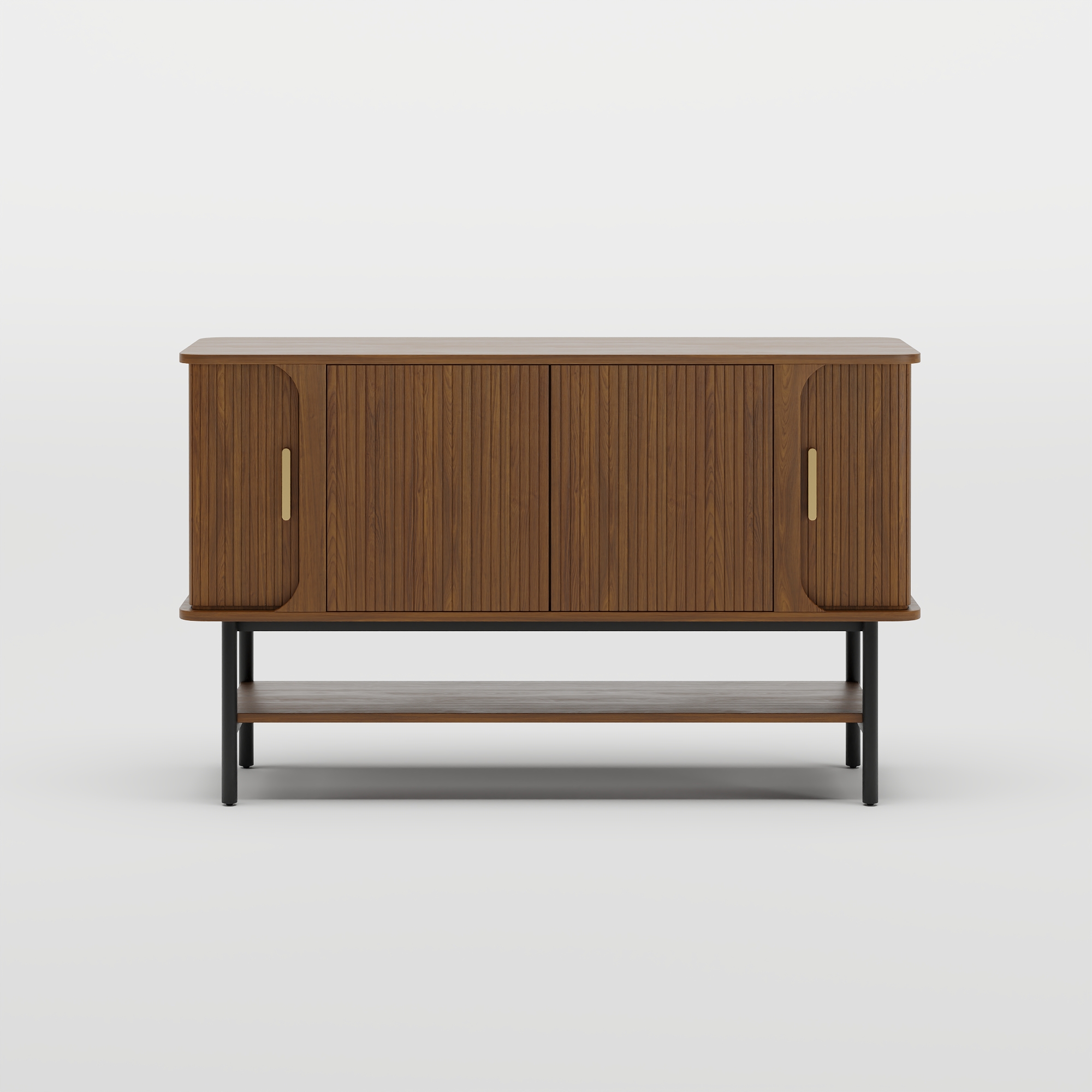 Mid-Century Modern Walnut Color Sideboard with Tambour Door | Povison