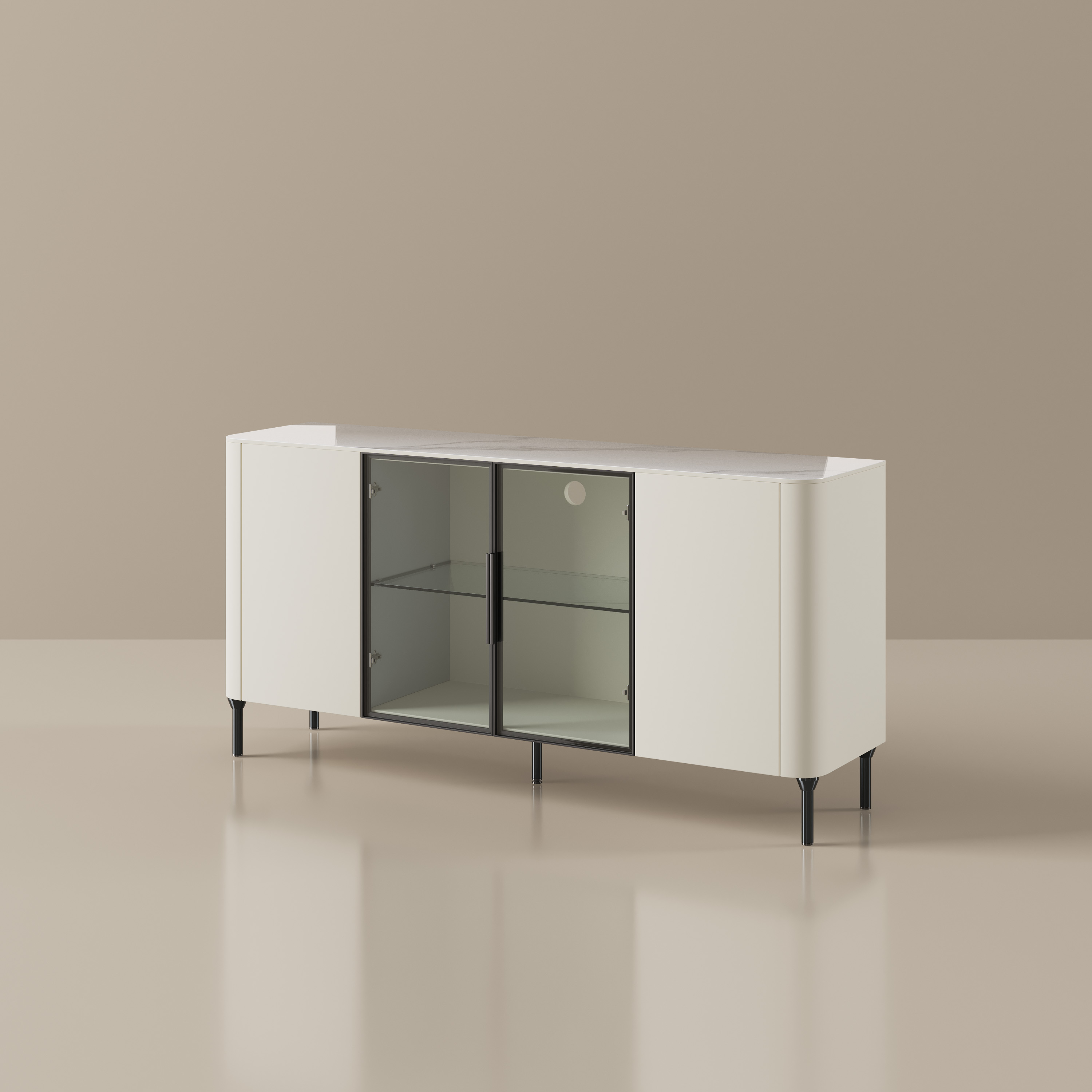Modern Sideboard Buffet Cabinet with Sintered Stone Top | Povison