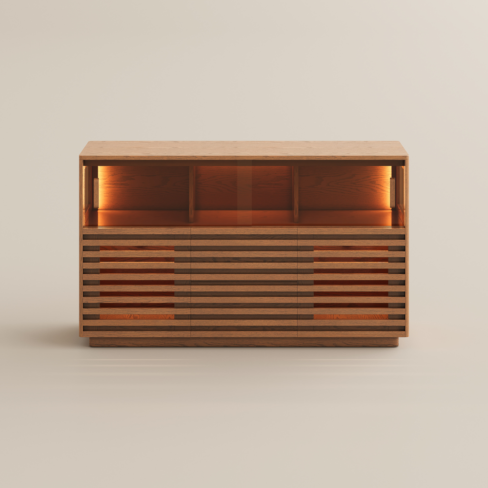 LED Horizontal Slatted Storage Cabinet | Povison