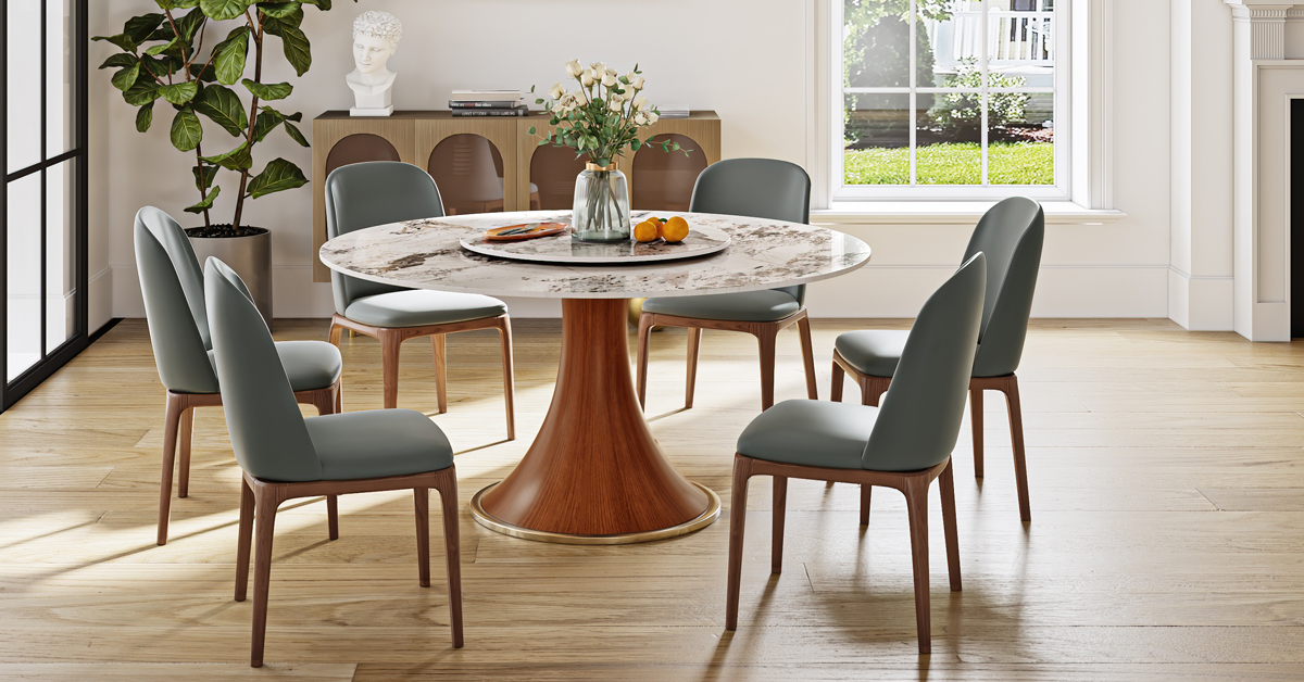 Modern Tulip Dining Table with Hourglass-Shaped Base