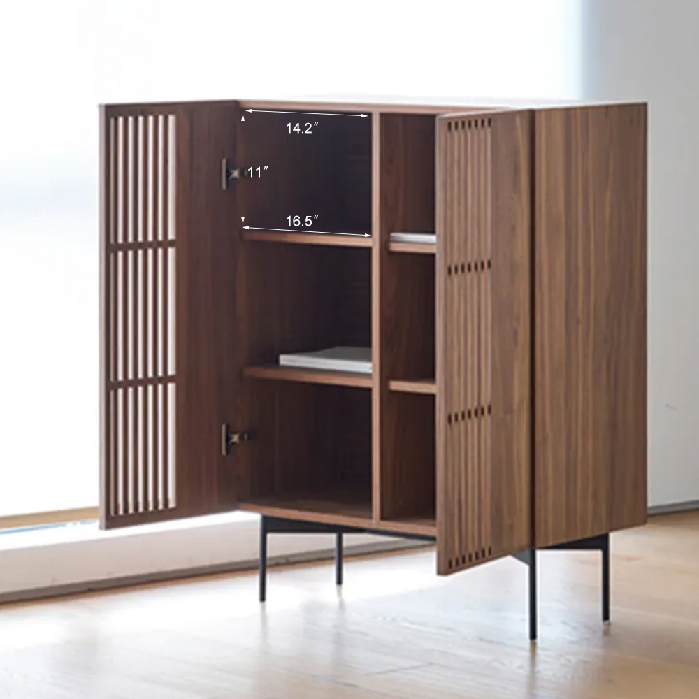 Minimalist Wood Side Cabinet with 3 Compartments