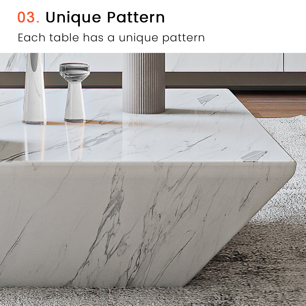 White Sintered Stone Coffee Table | Povison