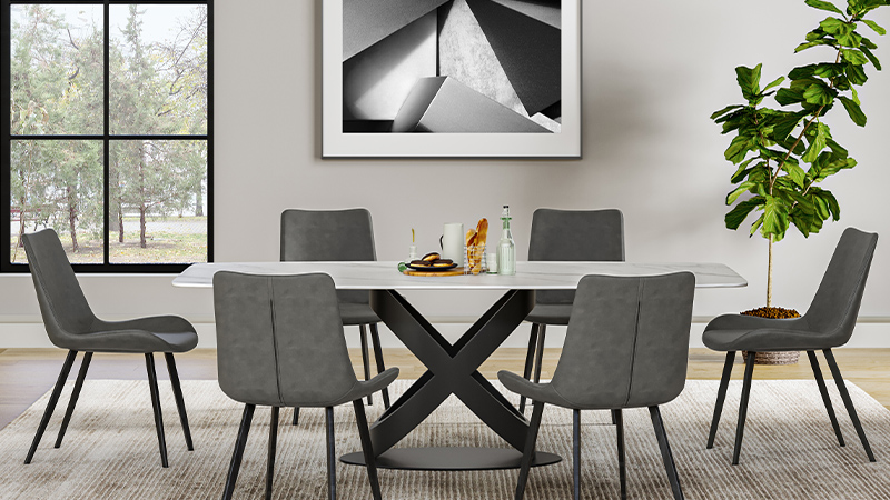 Modern White Kitchen Table Set with Chairs